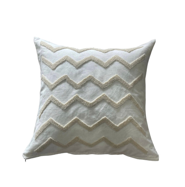 Oversized Square Cushions - Cream Beige Tufted Zig Zag Pattern x 2 Bun ...