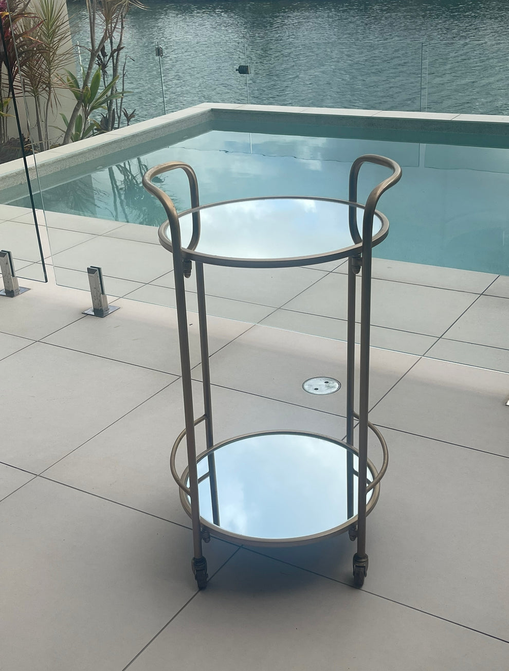 Bar Cart Round Gold Mirror Trolley – rockhampton-vintage-hire