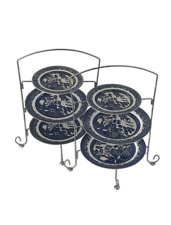 Blue & White 3-Tier Silver Metal Plate Stand x2 Bundle – rockhampton ...